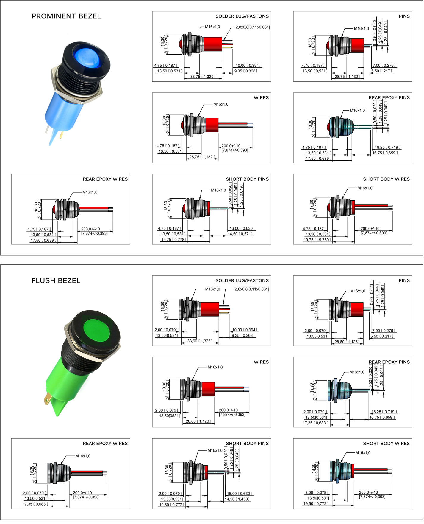 Voyants à LED Ø 16mm pour panneau - Sonectrad-BRN